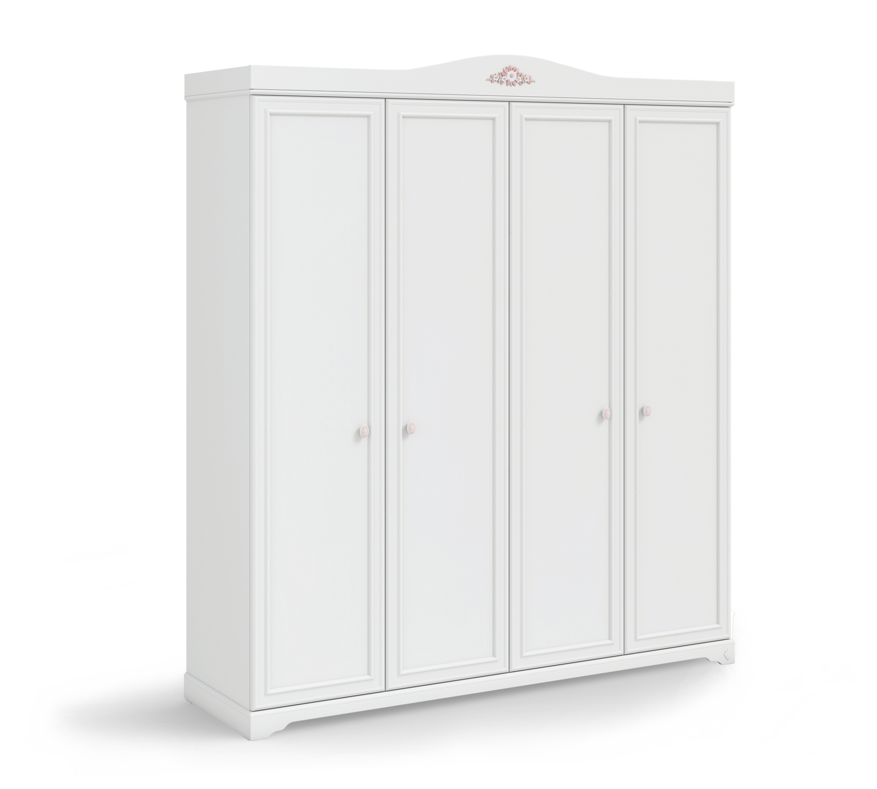 Rustik Beyaz 4 Kapılı Dolap – Çilek Odası